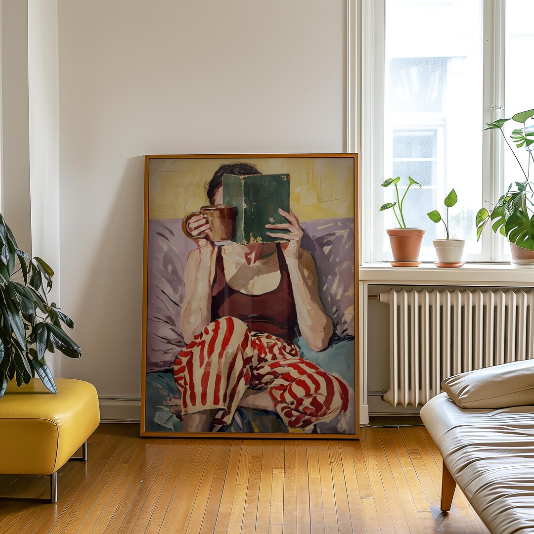Woman Reading - Digital Print | Cozy Reading Poster | Relaxed Home ...
