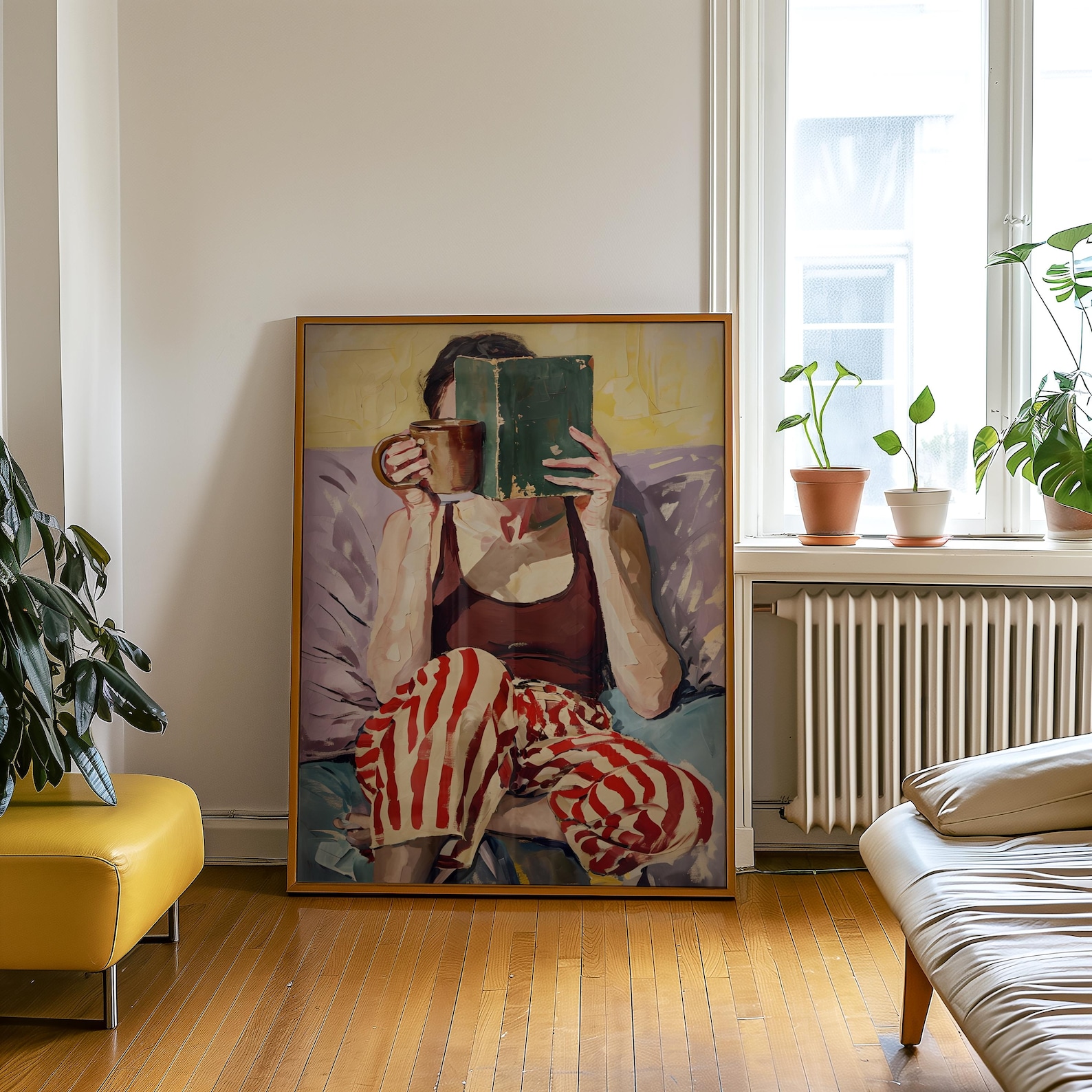 Woman Reading - Digital Print | Cozy Reading Poster | Relaxed Home ...