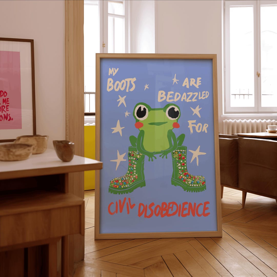 Activist Frog "bedazzled Boots for Civil Disobedience" - Digital Print ...
