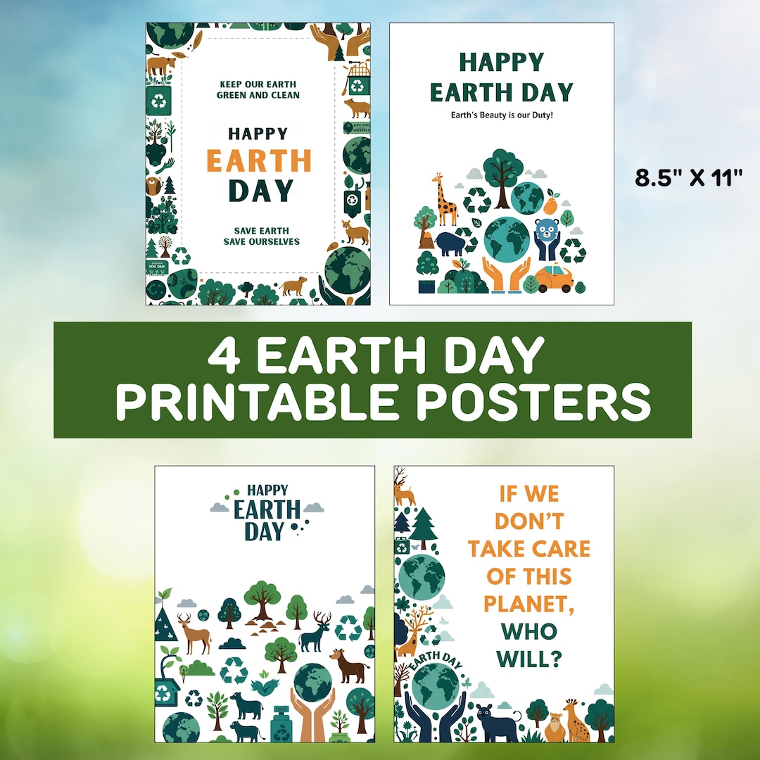 4 Earth Day Posters for Classroom Decor – Printable Bulletin Board Set ...