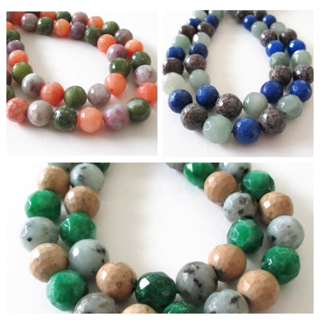 Select Assorted Color Mix Color Faceted Round Beads Agate Center ...