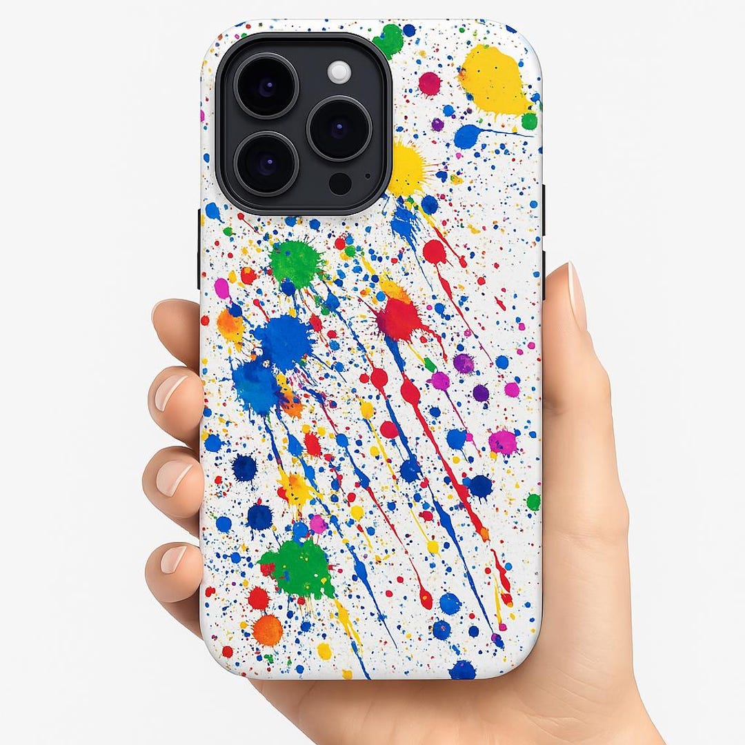 Vibrant Paint Splatter Phone Case - Colorful Abstract Drip Art iPhone ...