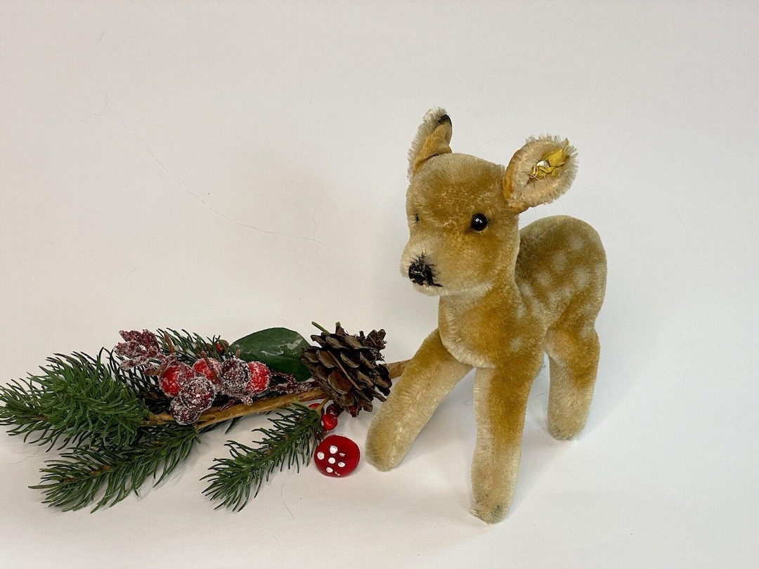 Rare Vintage Steiff Fawn, Bambi With Button / Flag, Fawn, 50s, 18 Cm ...