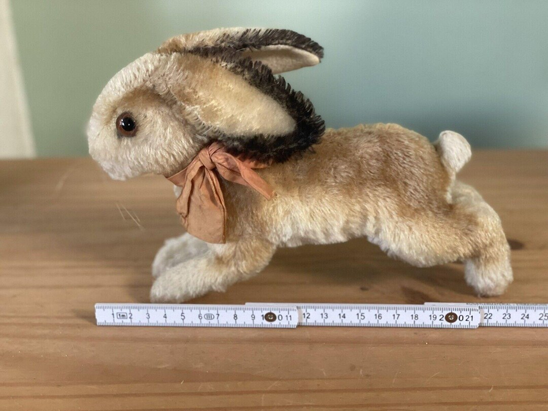 Big Steiff Rabbit No. 1317, Button and Flag, Vintage, Rabbit, VG, 50s ...