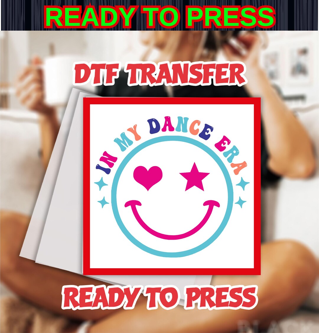 In My Dance Era Dtf: Colorful Smiley Face Star Dtf Transfer - Etsy