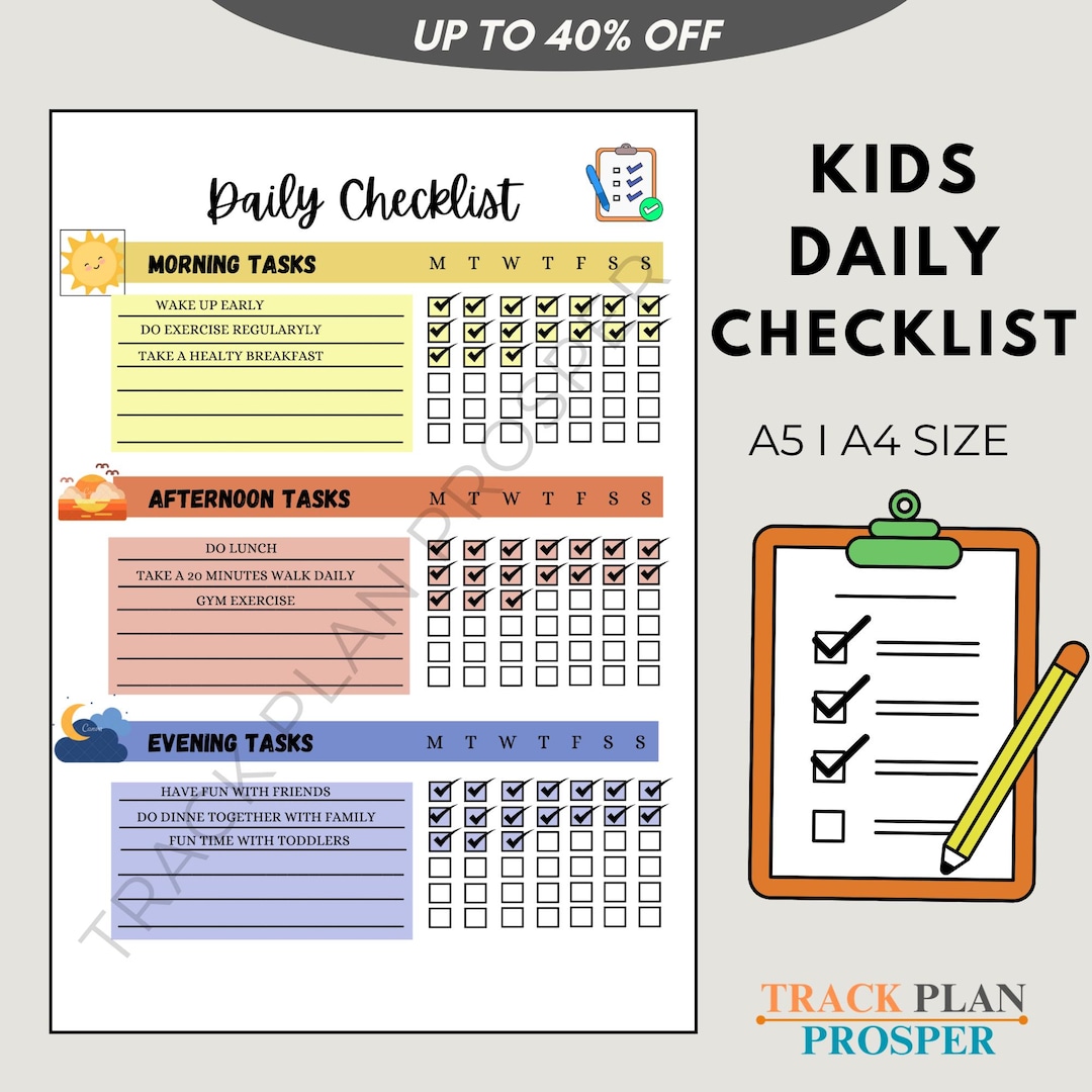 Kids Daily Checklist Printable | Morning & Evening Routine Chart ...