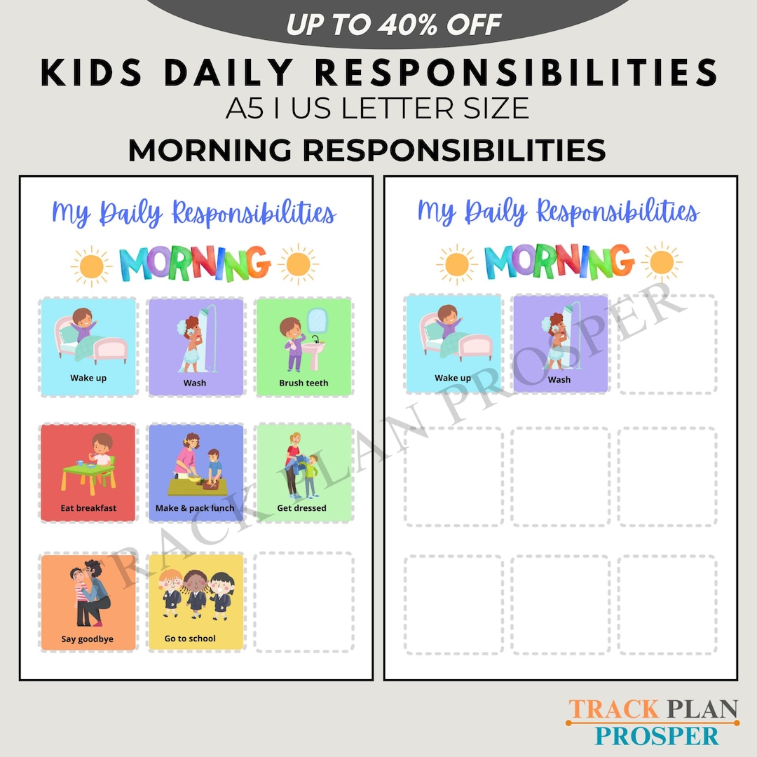 Kids Daily Responsibilities Chart - Printable Chore Chart Kids ...