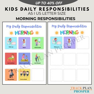Kids Daily Responsibilities Chart - Printable Chore Chart Kids ...