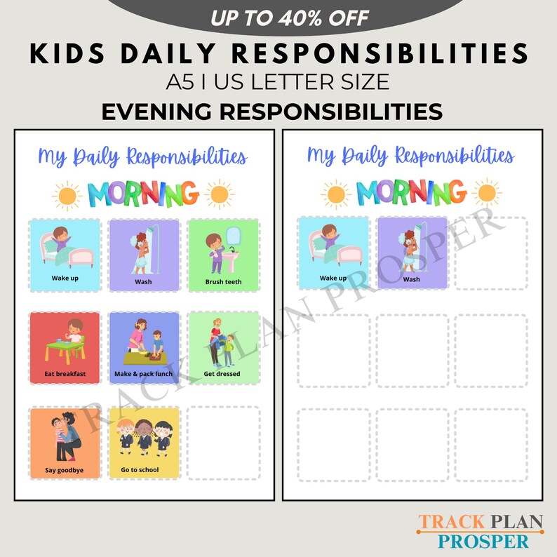 Kids Daily Responsibilities Chart - Printable Chore Chart Kids ...