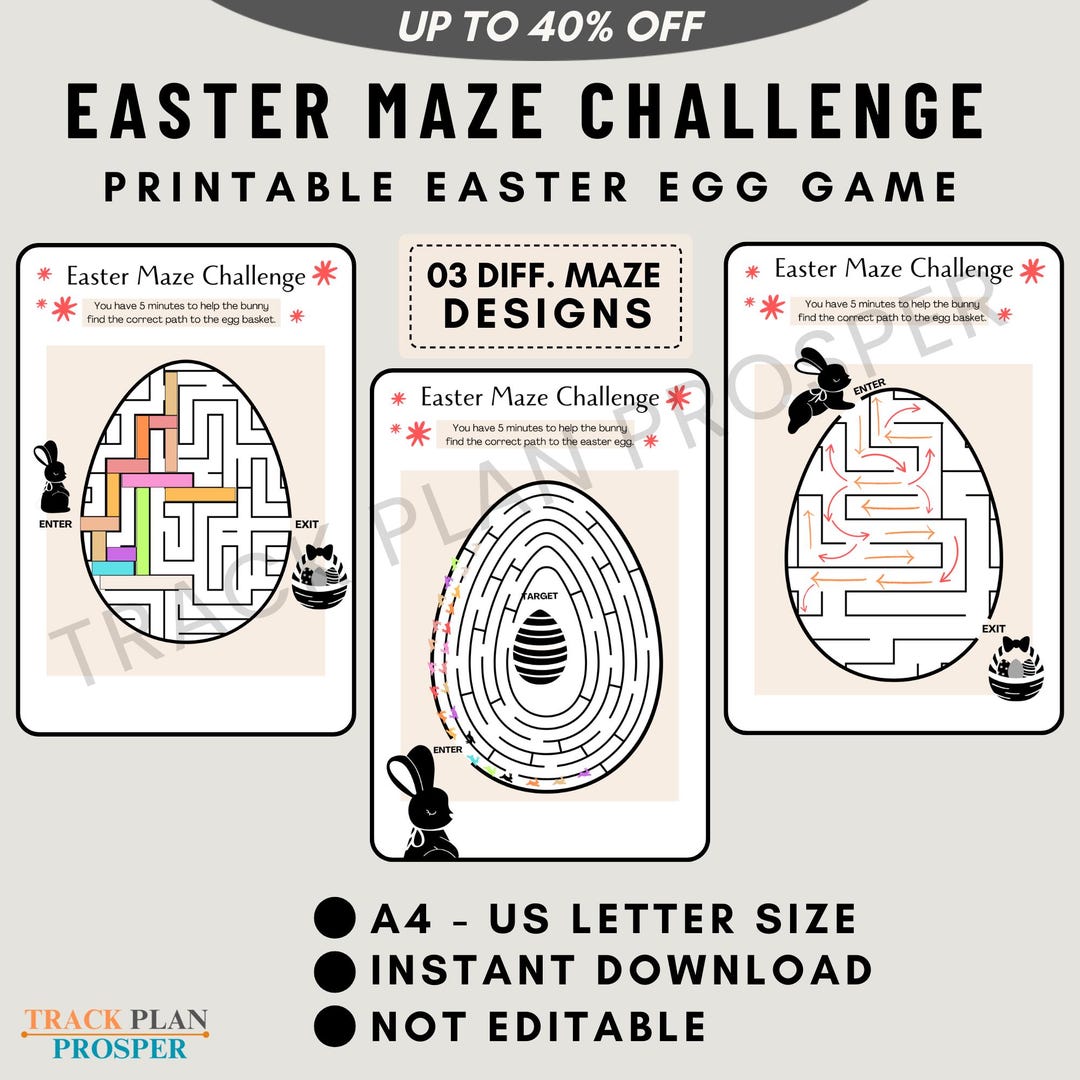 Printable Easter Maze Challenge, Easter Maze PDF, Easter Maze for Kids ...
