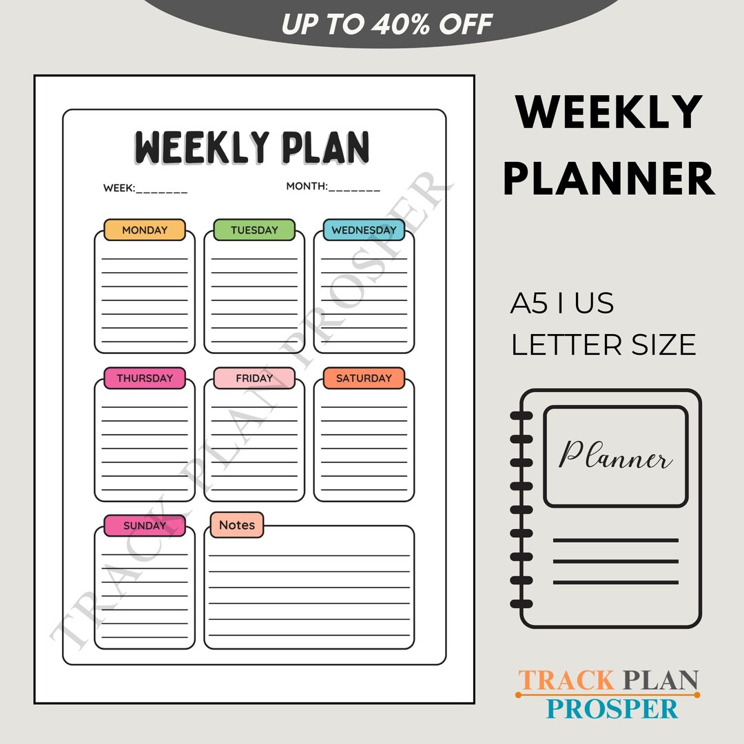 2025 Weekly Planner I Weekly Planner Printable I Weekly Work Planner I ...