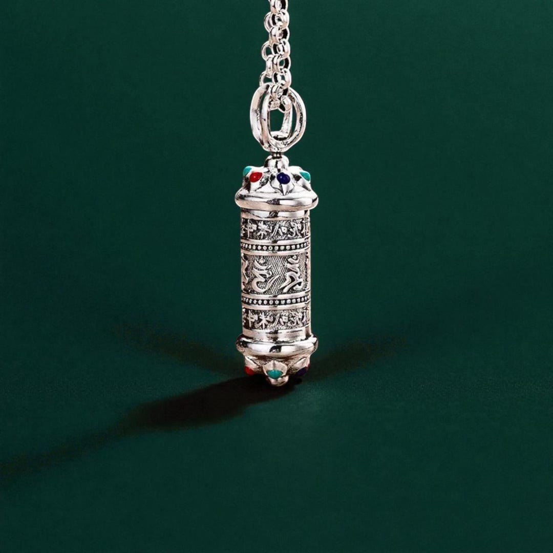 Tibetan Rotating Prayer Wheel Necklace Pendant Handmade Buddhist Mantra ...