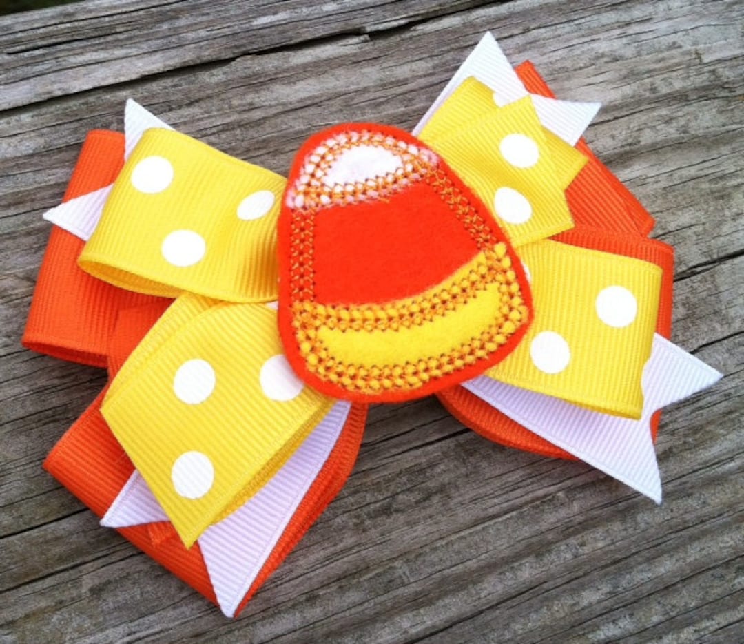 Candy Corn Hair Bow, Candy Corn Layered Hair Bow, Orange and Yellow ...