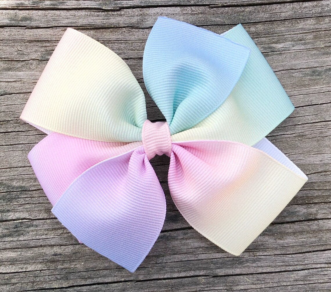Pastel Rainbow Bow, Colorful Rainbow Bow, Pastel Ombre Bow, Toddler Bow ...