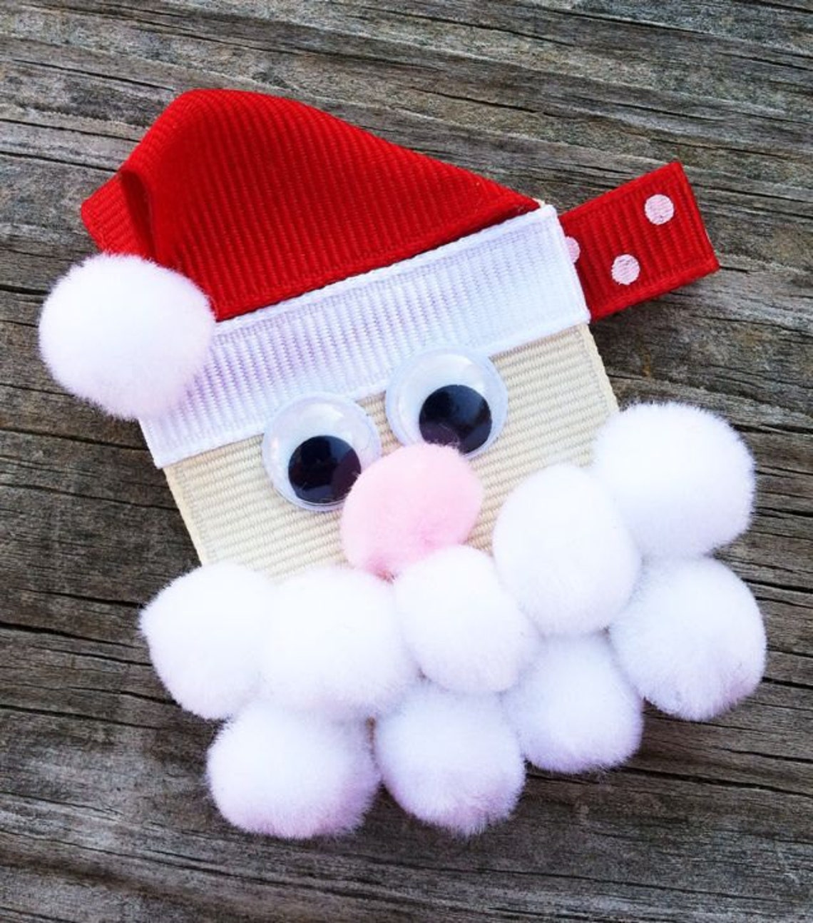 Santa Hair Clip Christmas Hair Clip Holiday Hair Bow Santa - Etsy