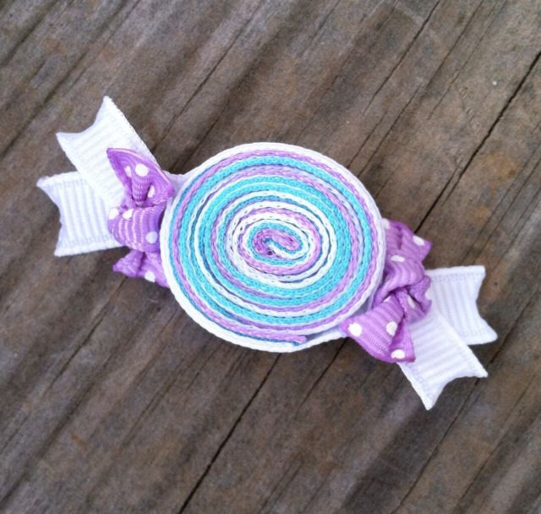 Candy Hair Clip, Lavender and Aqua Ribbon Candy Hair Clip, Toddler Hair ...