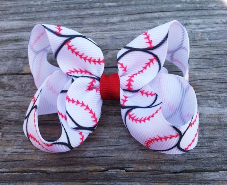 Baseball Hair Bow Baseball Basic Boutique Hair Bow Softball - Etsy