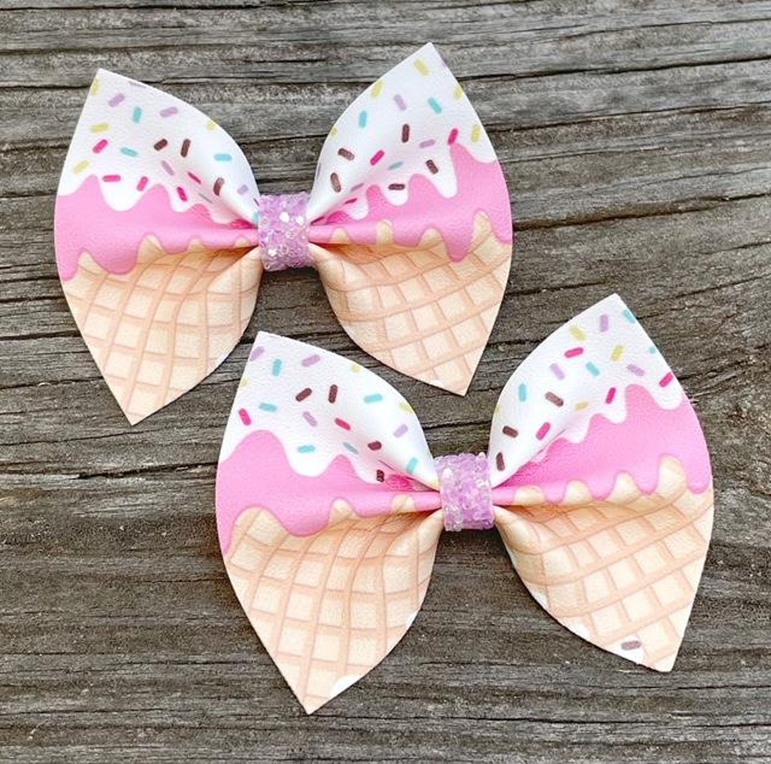 Ice Cream Pigtail Bows, Pigtail Hair Bows, Bows for Pigtails, Piggie ...