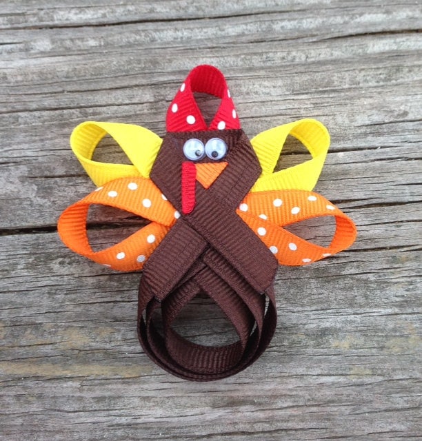 Turkey Hair Clip Thanksgiving Hair Clip Turkey Hair Bow | Etsy