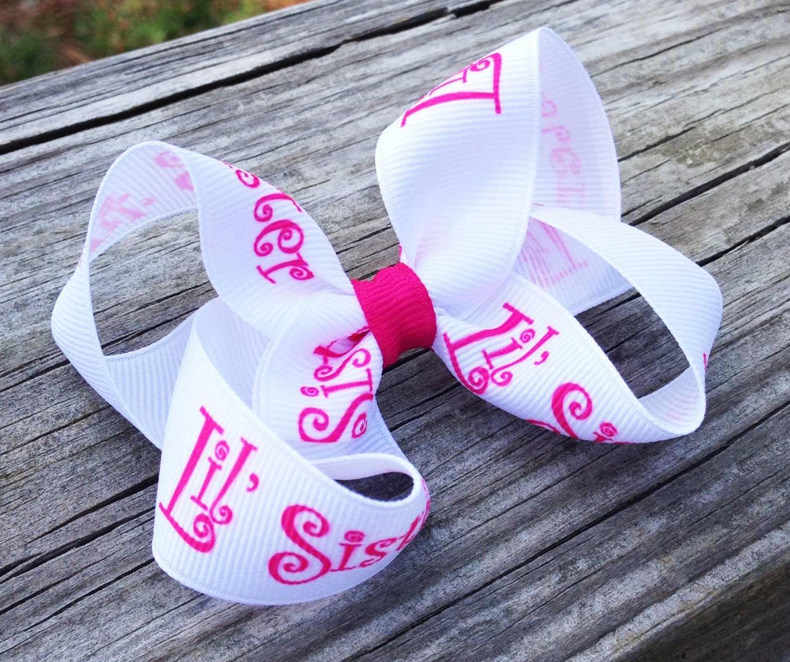 Little Sister Hair Bow Pink and White Little Sister Hair Bow | Etsy