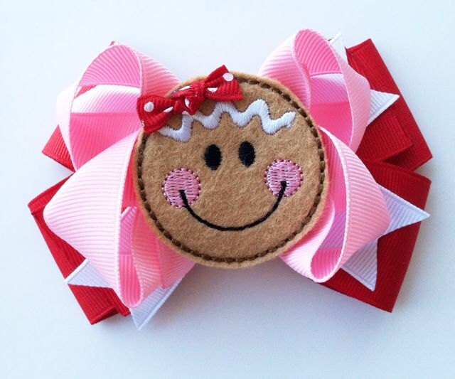 Gingerbread Girl Hair Bow, Christmas Hair Bow, Holiday Hair Bow ...