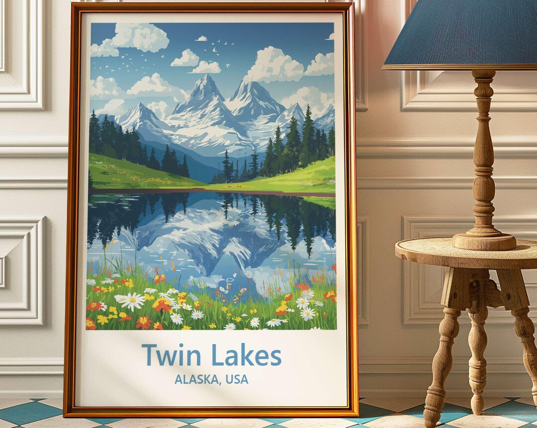Twin Lakes Alaska Poster - Scenic Mountain Landscape Wall Art - Nature ...
