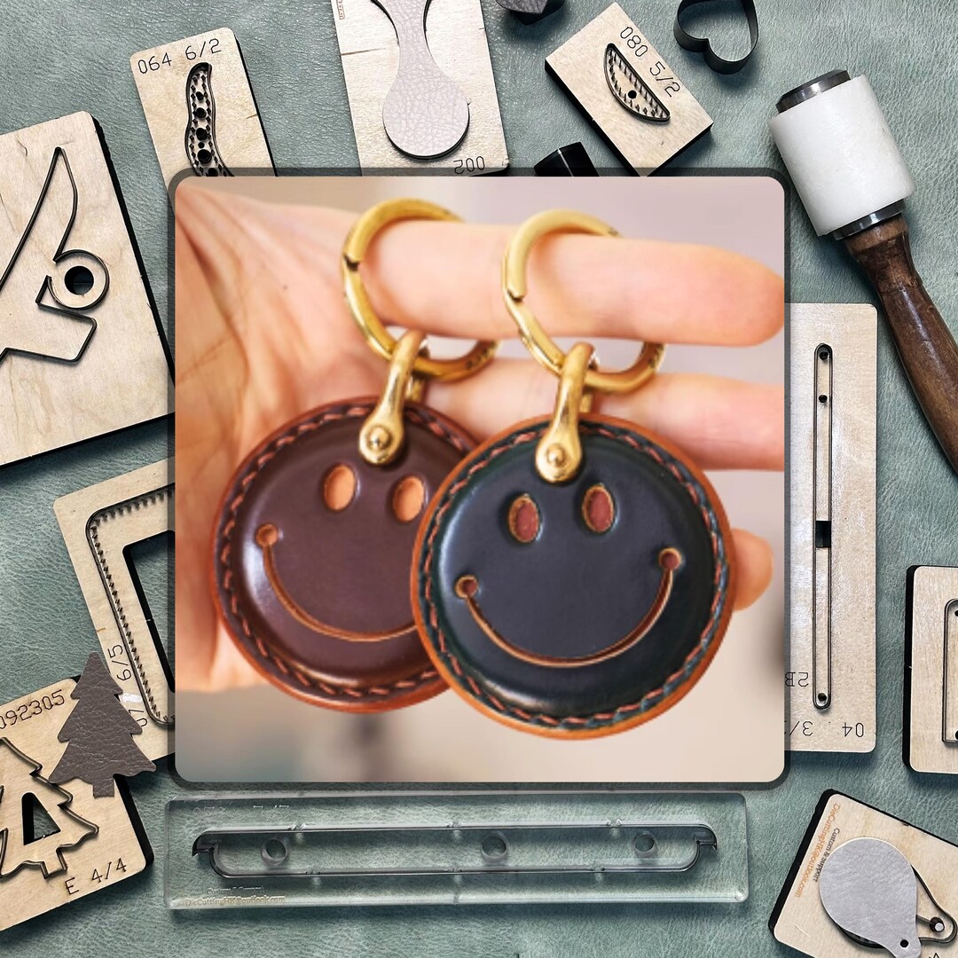 Smiley Face Round Keychain Leather Punch Tool/handmade High Quality ...