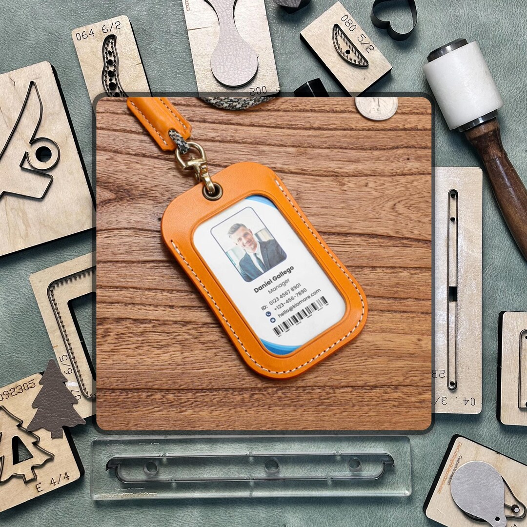 Work ID Holder Leather Die Cutting, Bus Card Holder Leather Craft Kraft ...