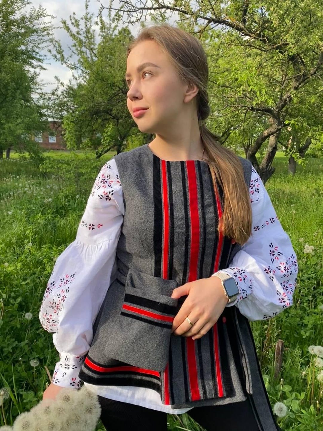 Exclusive Wool Ukrainian Kyrsetka Vest With Pocket Belt, Handmade Folk ...