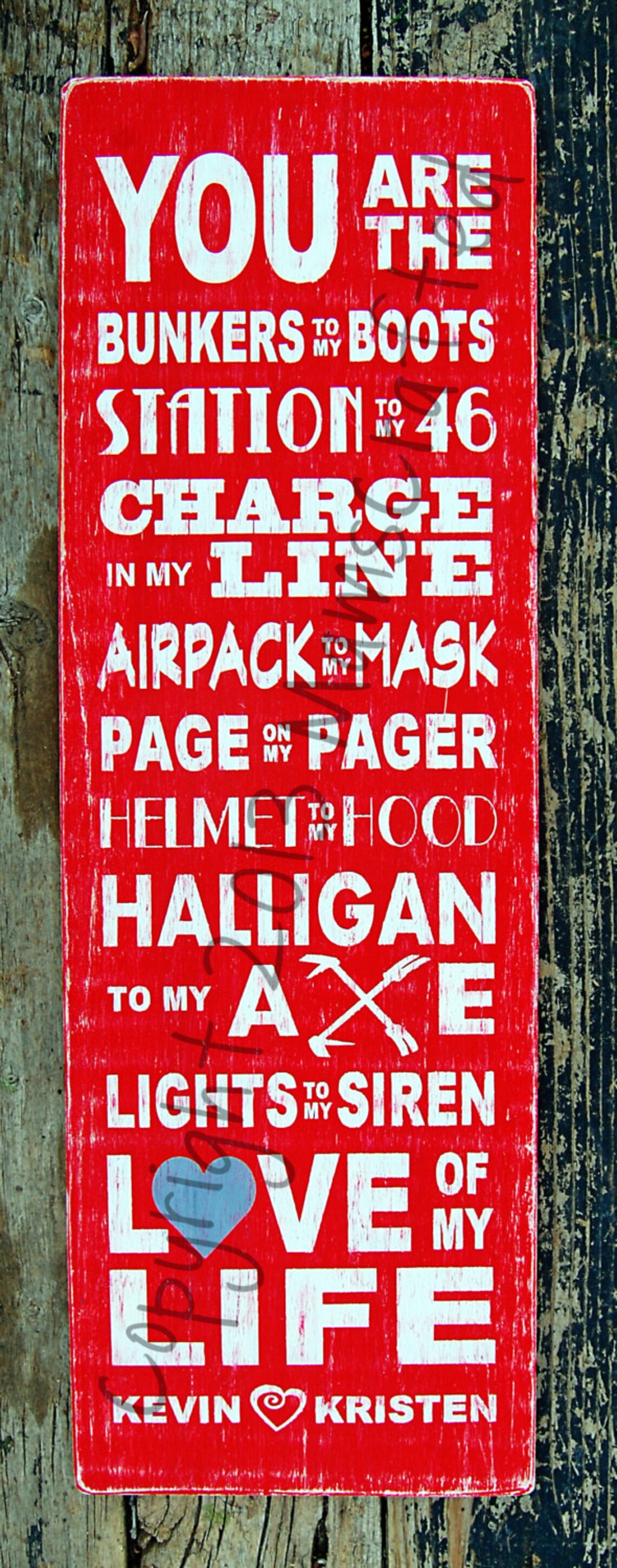 Firefighter Love Love of My Life Sign Firefighter Wedding | Etsy