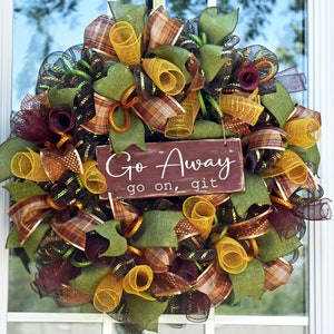 Front Door Decor, Go Away Go on Git, Funny Sign, Door Hanging, Fall ...