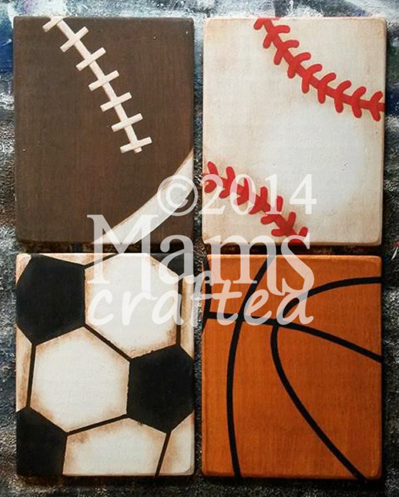 Vintage Sports Rectangular Set of Four 4 Weathered Wood - Etsy