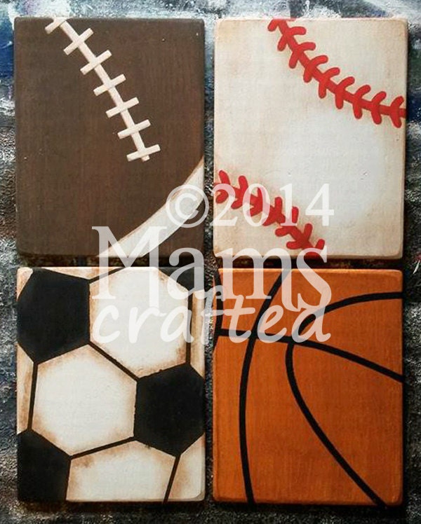 Vintage Sports Rectangular, Set of Four 4 Weathered Wood Wall Art ...