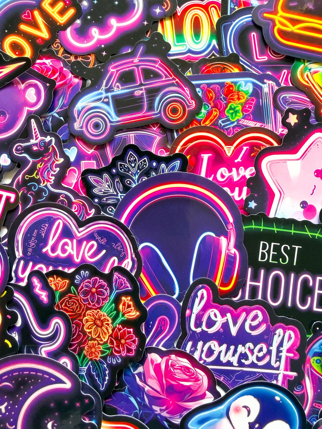 50pcs Neon Music & Dopamine Light Sticker Pack, Retro, Pinterest Kindle ...
