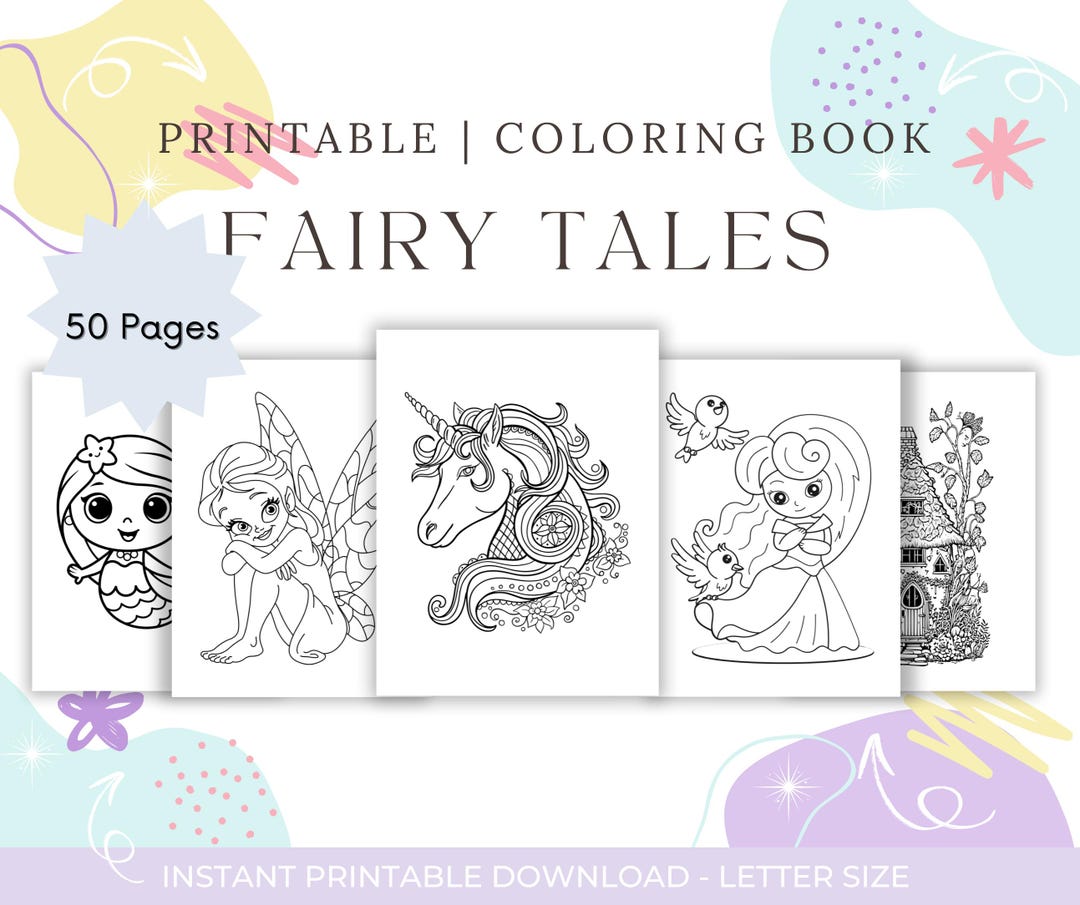 Fairy Tale Coloring Book for Kids Homeschool Activity Book Gift for ...