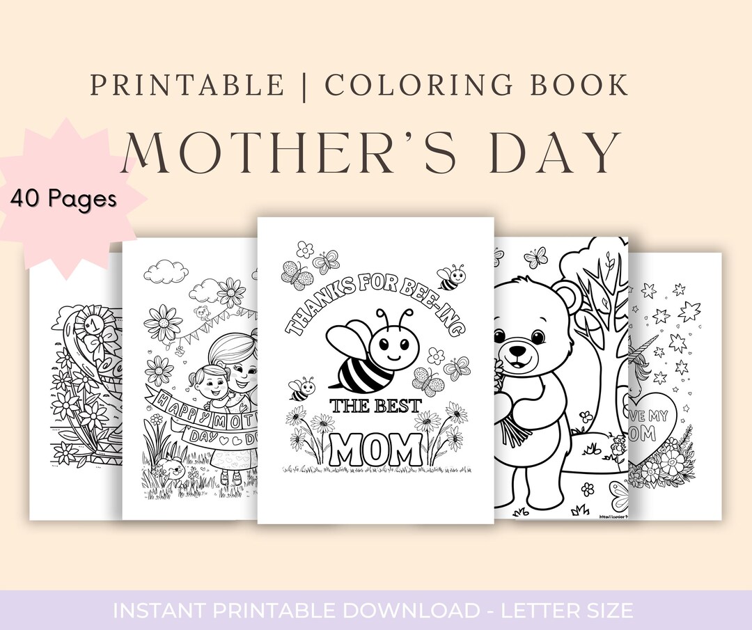 Mothers Day Coloring Pages for Kids Gift for Mothers Day Printables ...