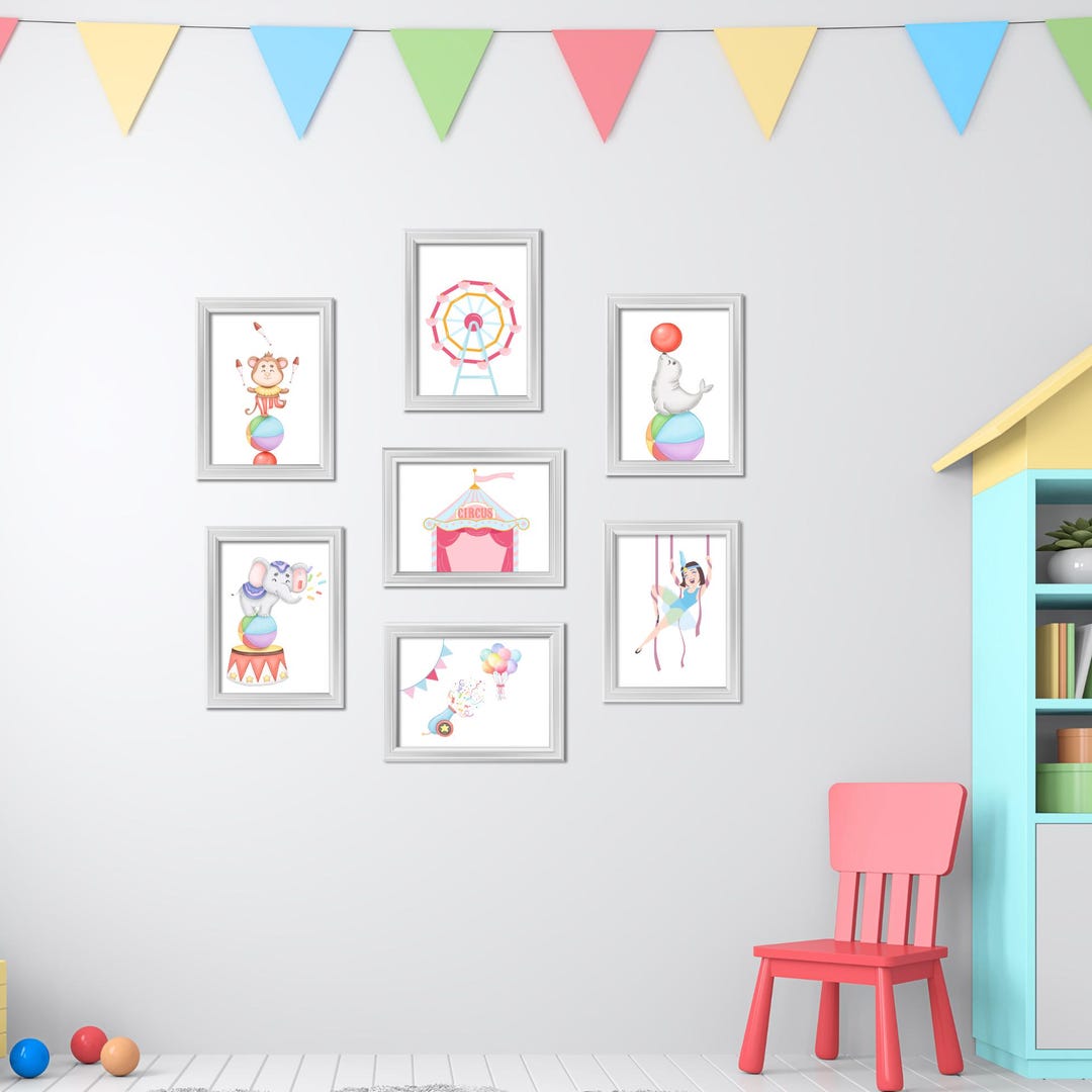 Circus Nursery Wall Printable Set of 7 Kids Circus Theme Wall Decor ...