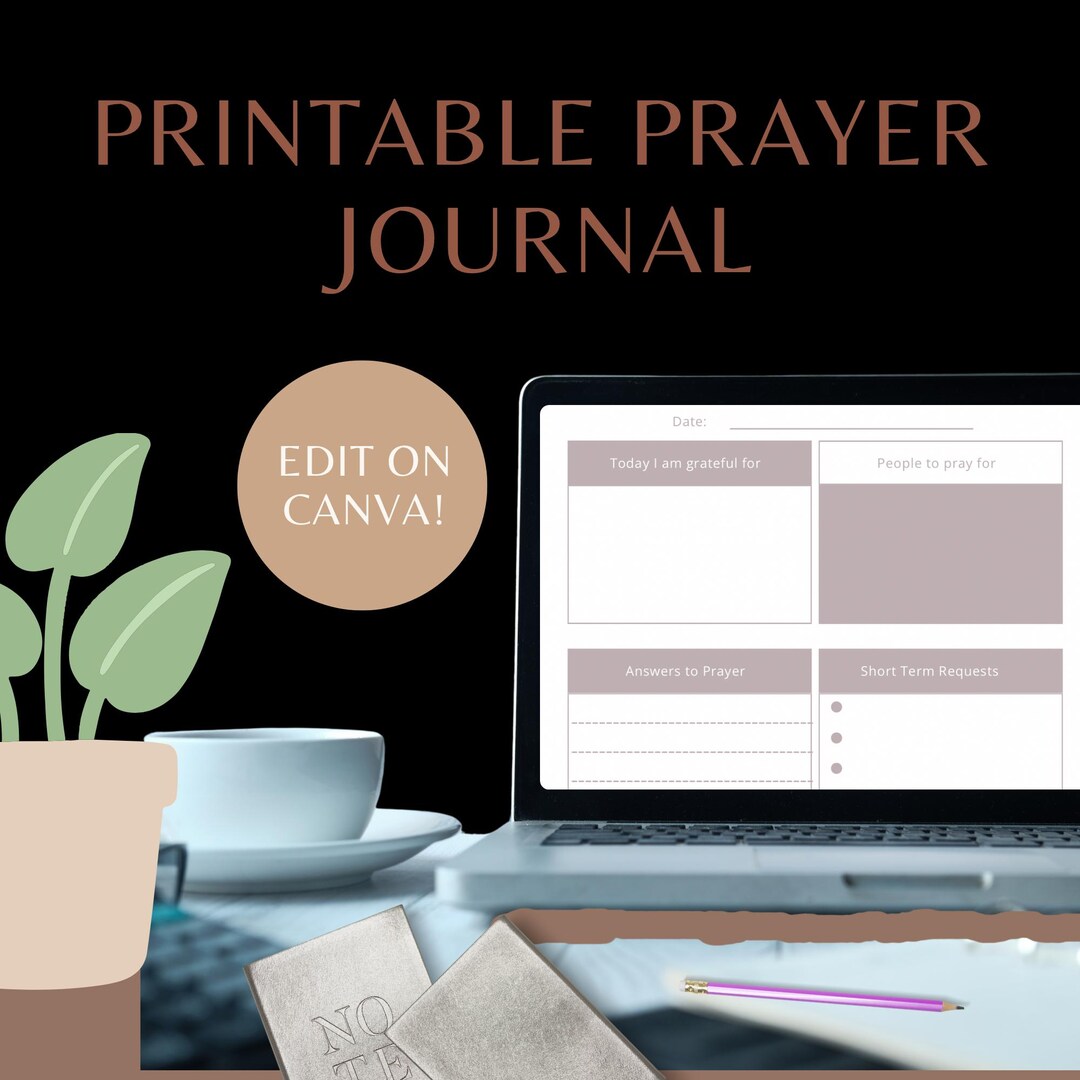 Prayer Journal Template Canva, Editable Digital Prayer Journal Pages ...