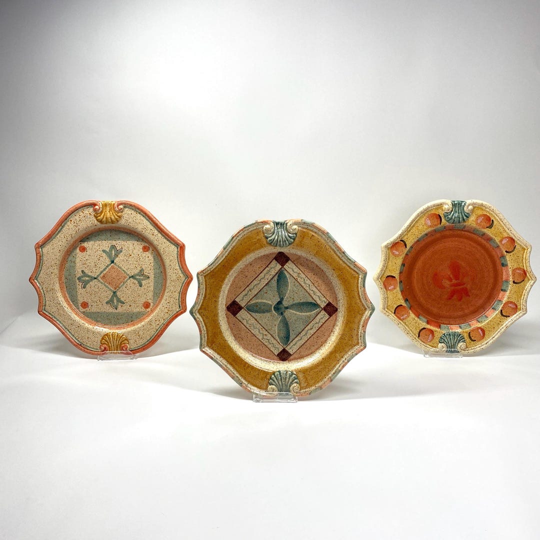 Vintage Horchow Medici Salad Plates Set of 3 – 9” Hand Painted Fleur De ...