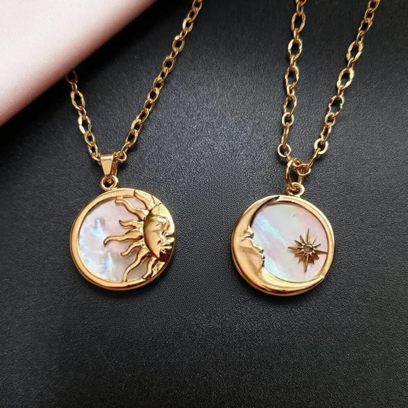 Sun Pendant Pearl Set - Etsy UK