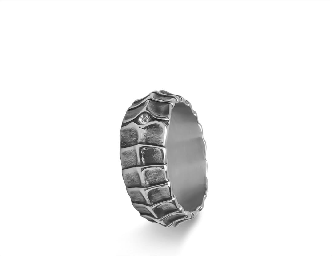 Retro Snake Skin Pattern Ring, Snake Stacking Band Art Deco Ring ...