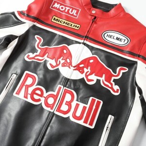 Men’s Cafe Racer Red Bull Racing Leather Motorcycle Jacket, Rare ...