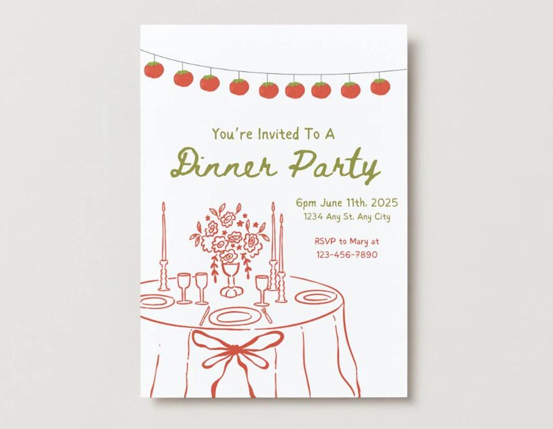 Tomato Dinner Party Invitation - Etsy