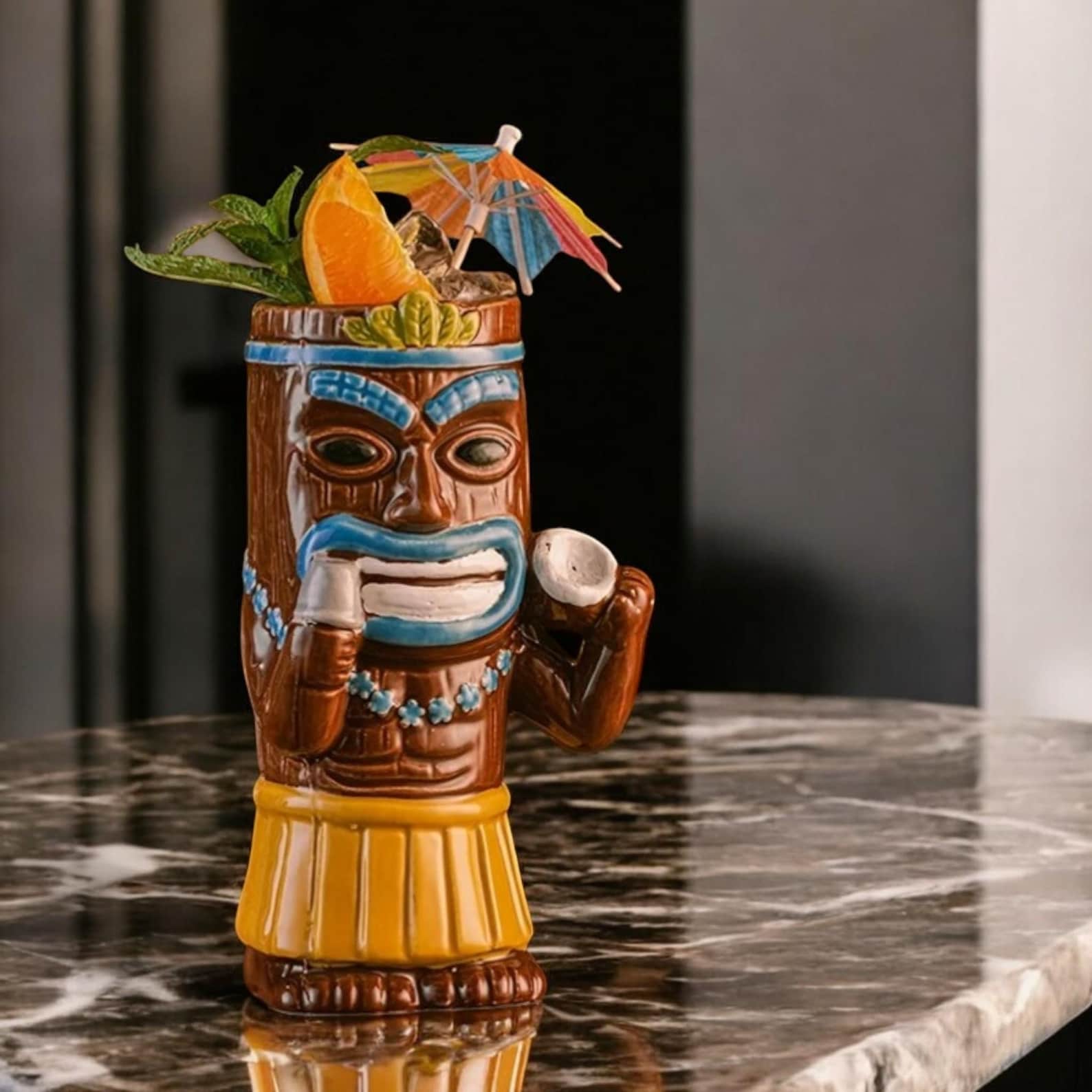 Hawaiian Tiki Mug Brown | Ceramic Zombie Cocktail Cup | Creative Party ...