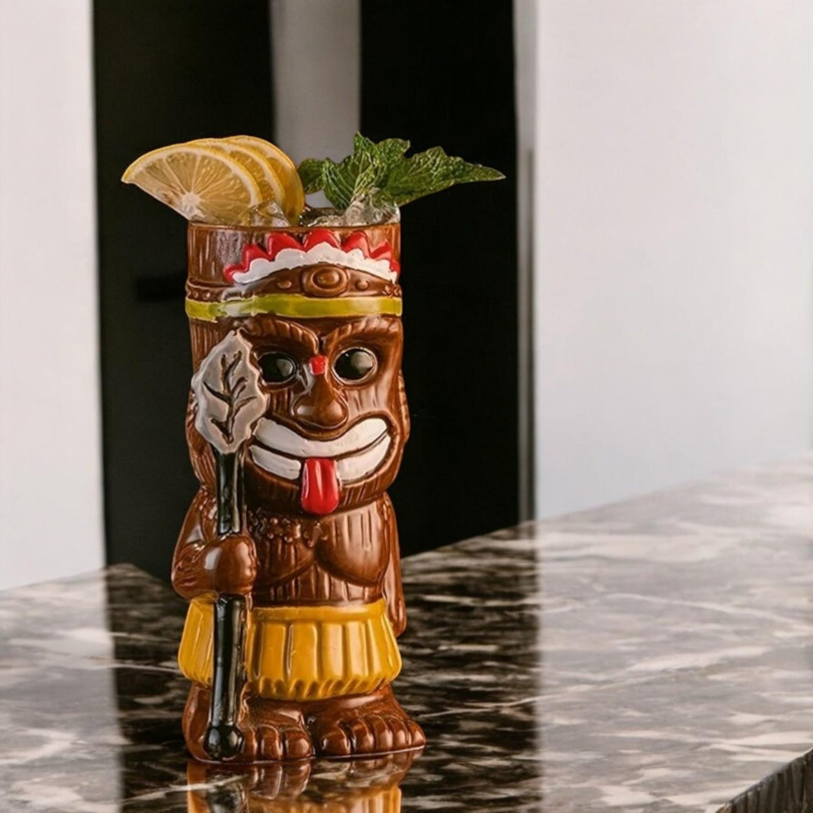 Hawaiian Tiki Mug Brown | Ceramic Zombie Cocktail Cup | Creative Party ...