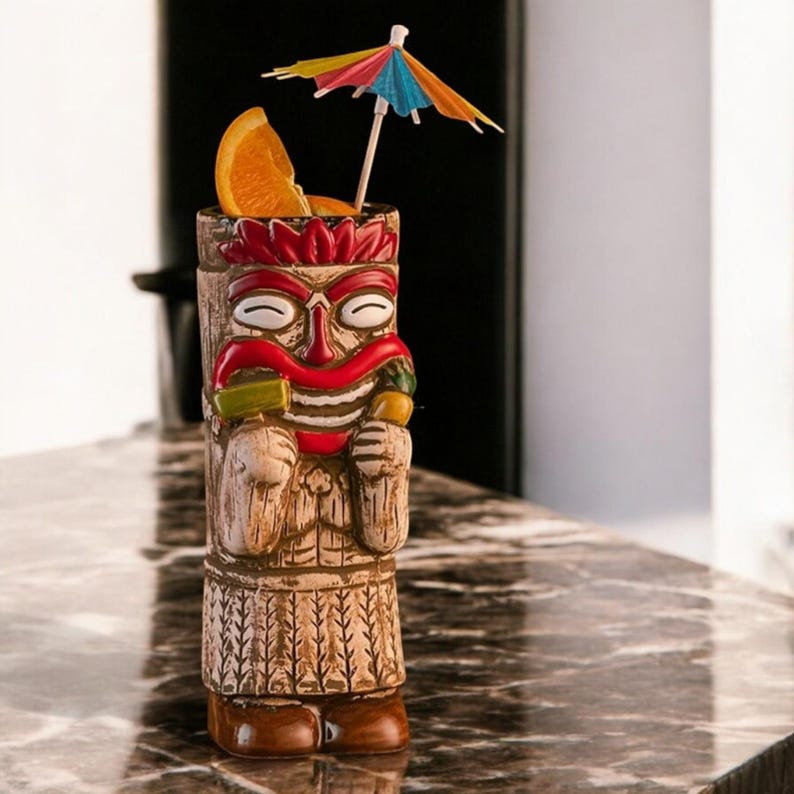 Hawaiian Tiki Mug Brown | Ceramic Zombie Cocktail Cup | Creative Party ...