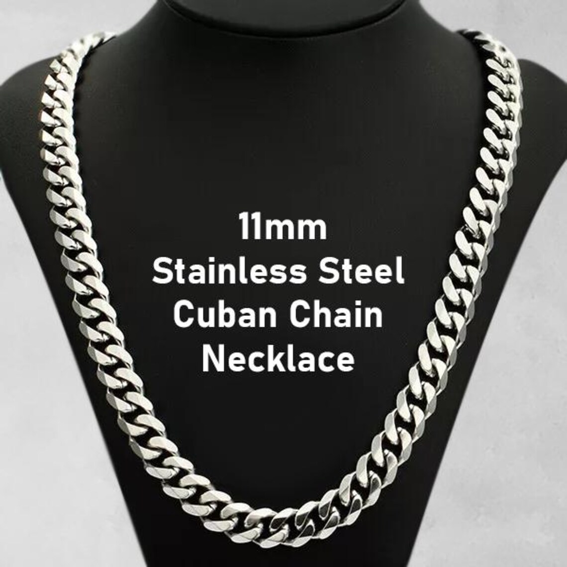 11mm Cuban Link Chain, 316L Stainless Steel, Chunky Cuban Link Chain ...