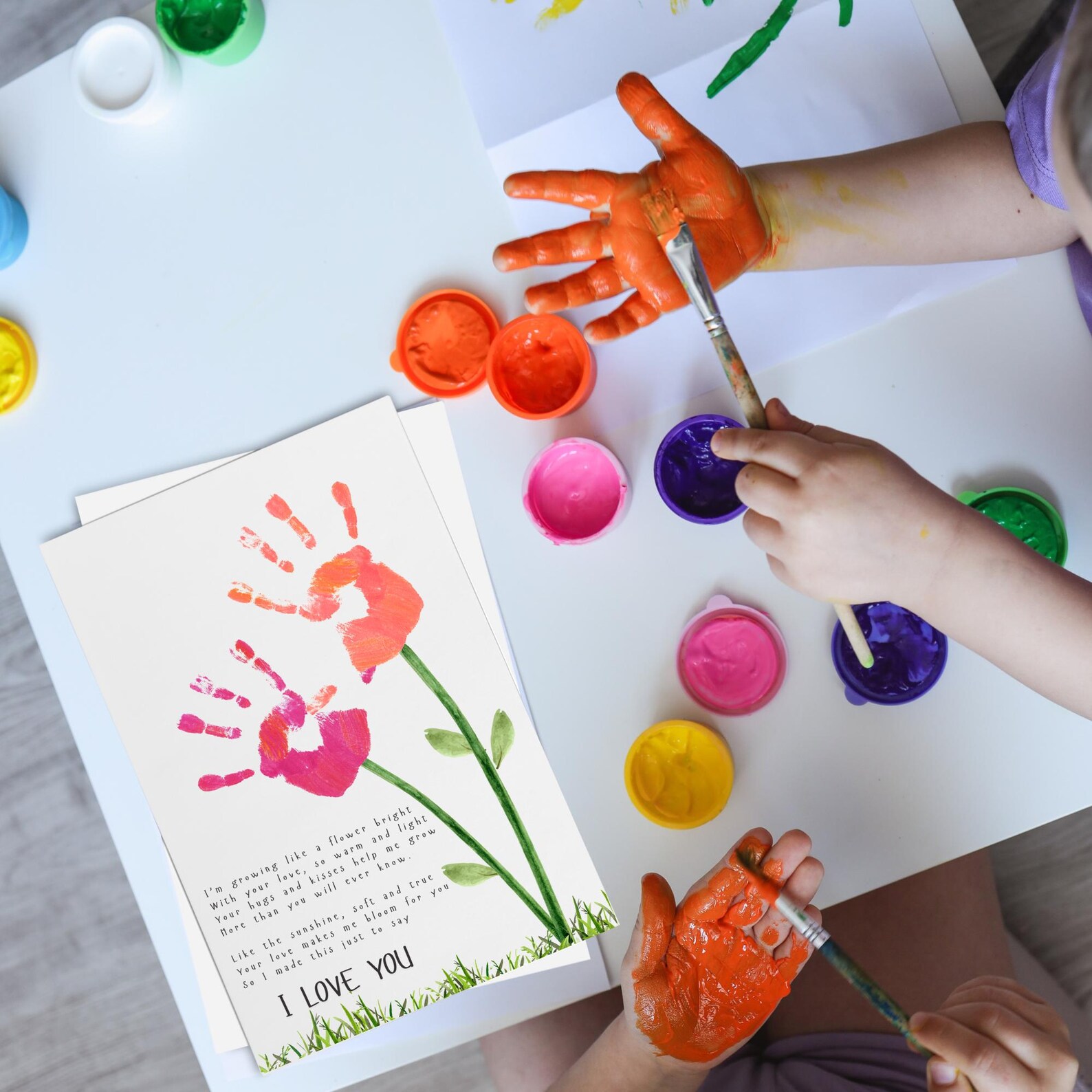 Mothers Day Handprint Poem, Flower Craft for Mom Grandmother, Flower ...