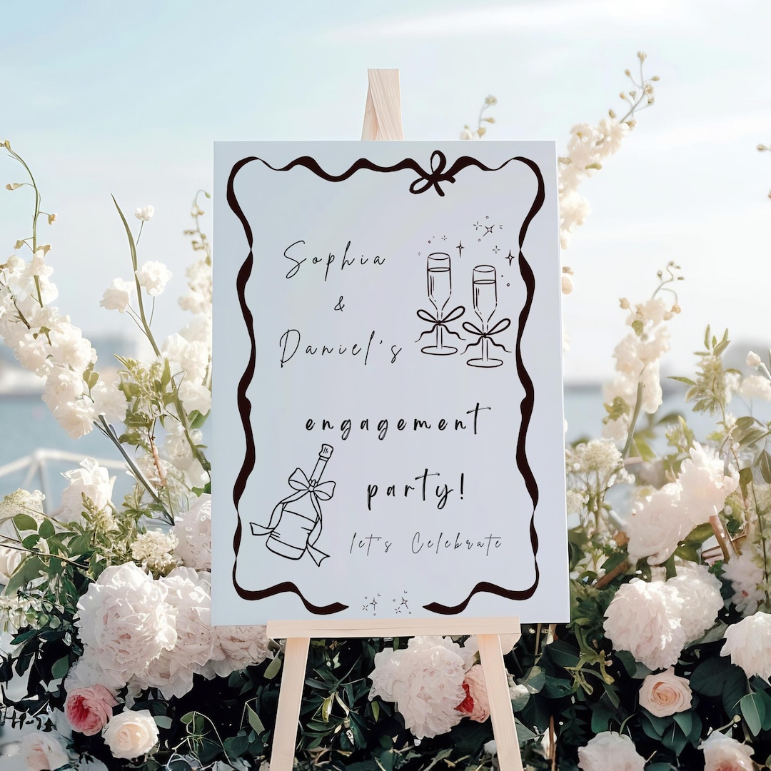 Wavy Engagement Party Sign I Engagement Welcome Sign I Engagment Signs ...