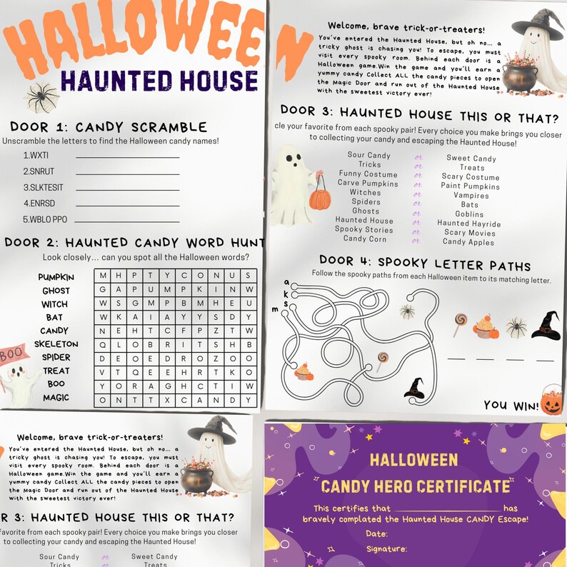 Halloween Printable Haunted House Game: Party Activity for Teens & Kids ...